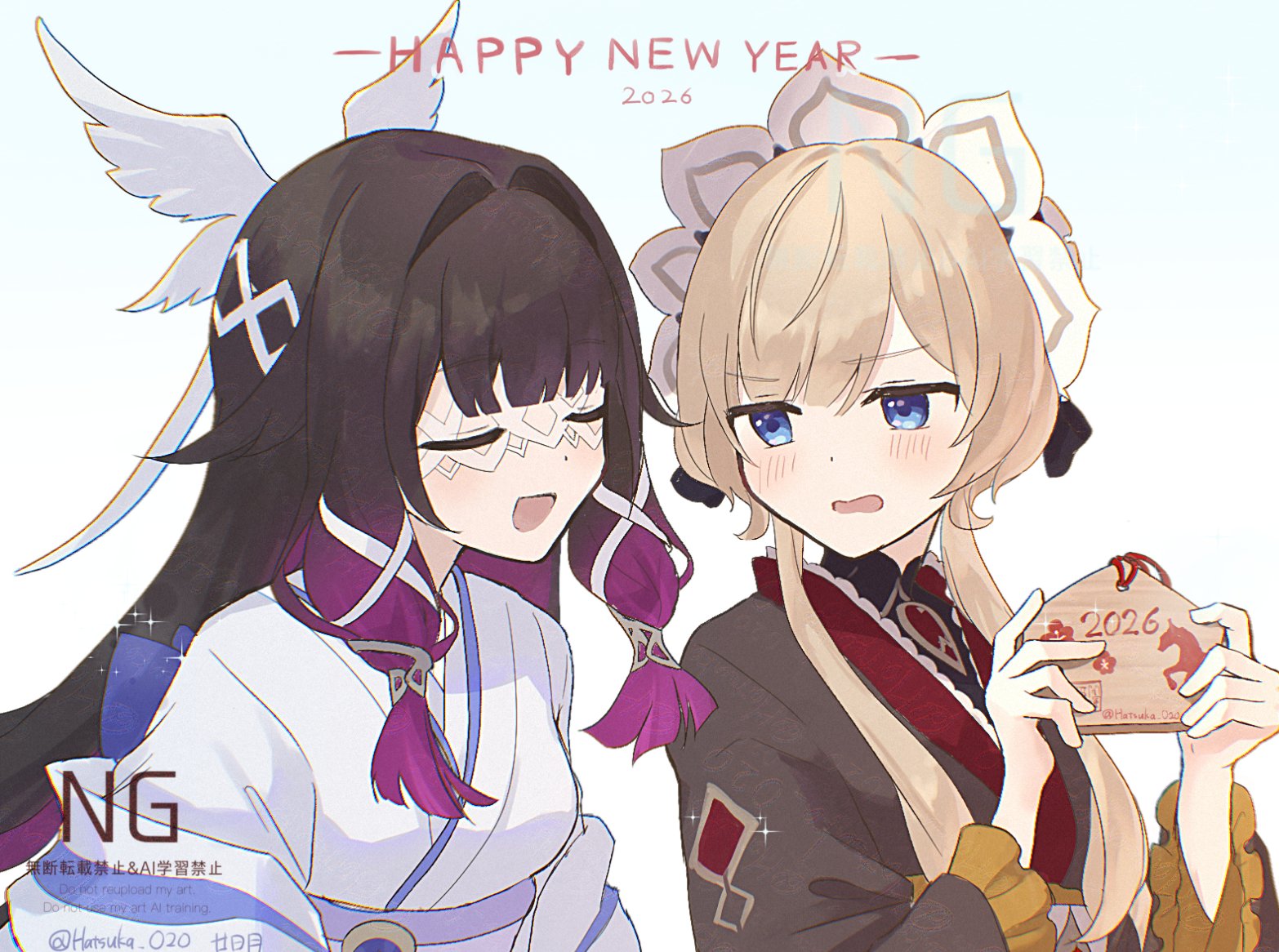 Safebooru - 2026 2girls alternate costume black hair blue eyes blunt ...