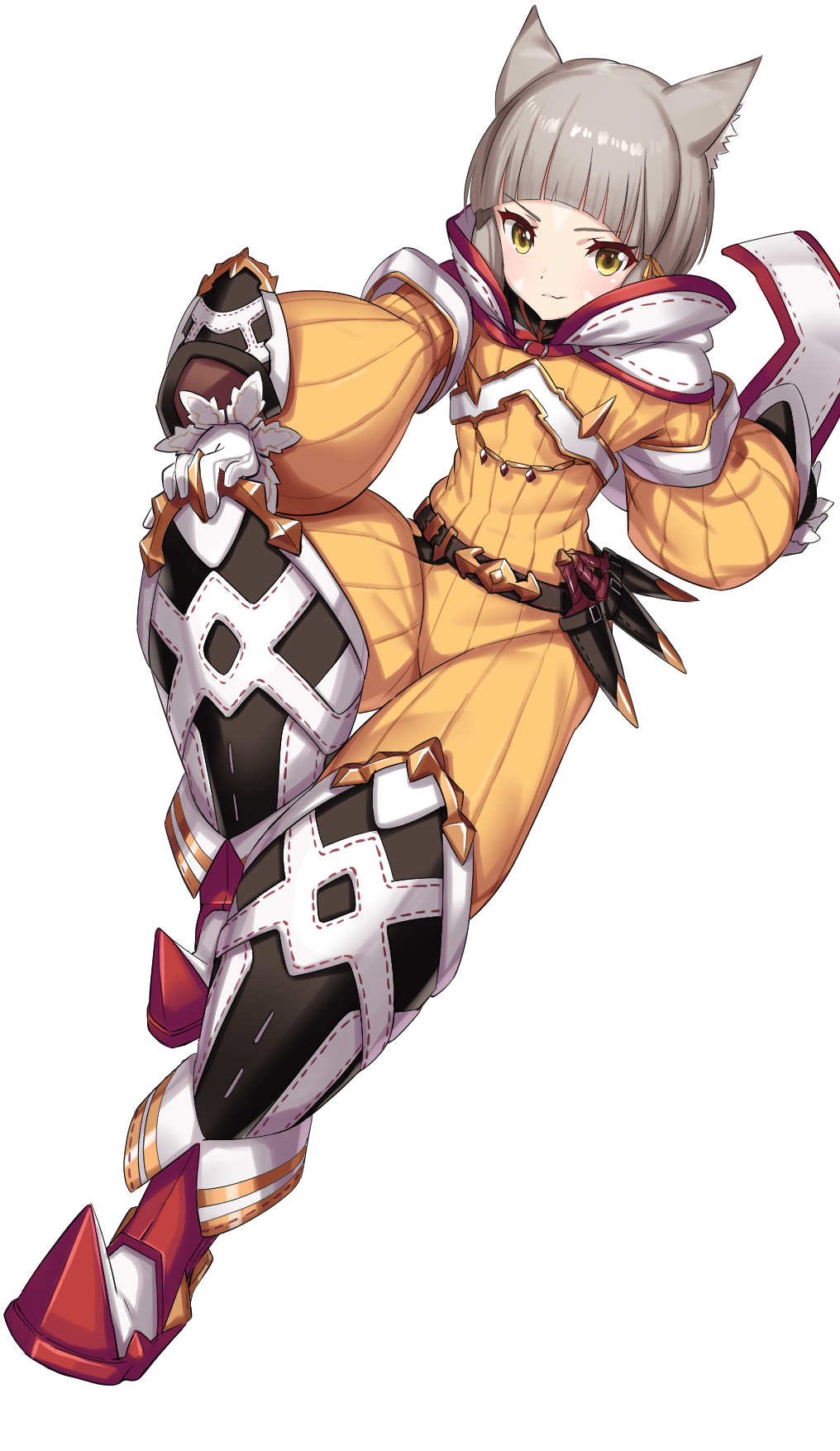 Safebooru - 1girl animal ears bangs belt blunt bangs bodysuit cat ears dagger facial mark flat ...