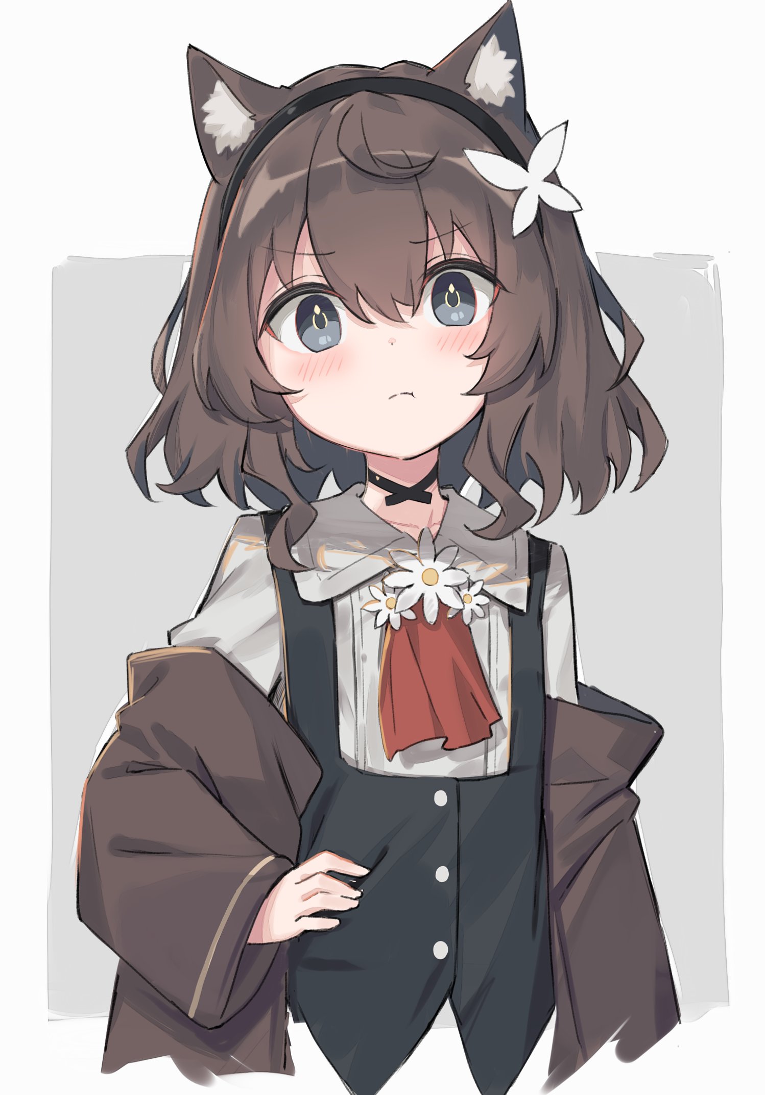 Safebooru - 1girl ahoge animal ear fluff animal ears bangs black choker black hairband black ...