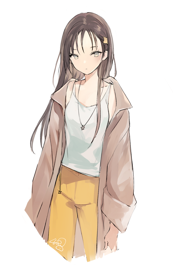 Safebooru 1girl Bangs Brown Eyes Brown Hair Brown Jacket Brown Pants 7197