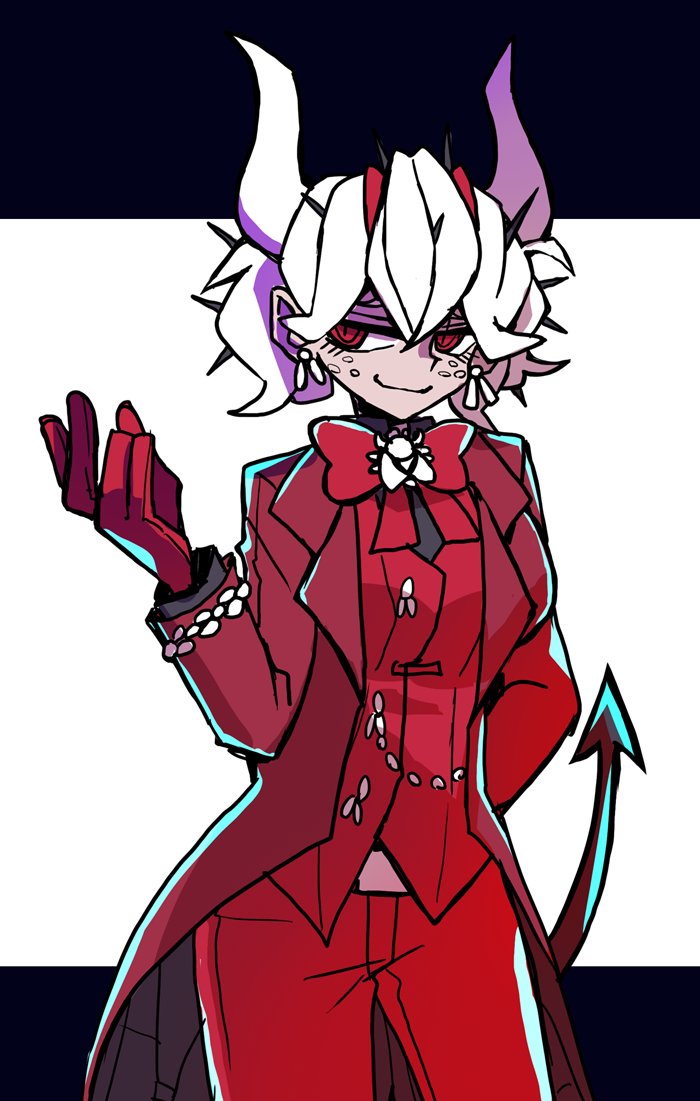 Safebooru - 1girl arm behind back beelzebub (helltaker) black shirt bow breasts business suit ...