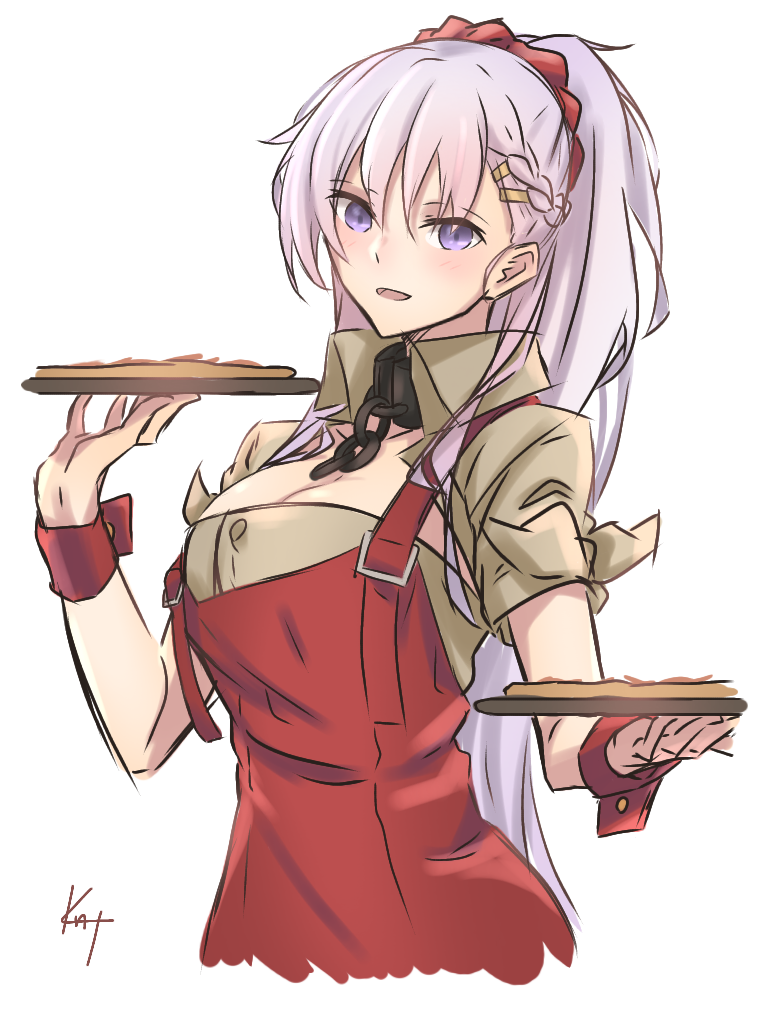 Safebooru - 1girl azur lane belfast (azur lane) blush bow braid braided bangs breasts dress hair ...