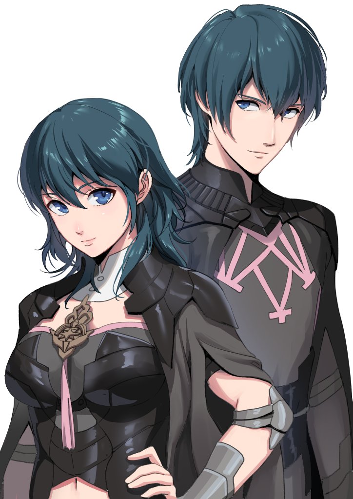Safebooru - 1boy 1girl armor blue eyes blue hair brother and sister ...