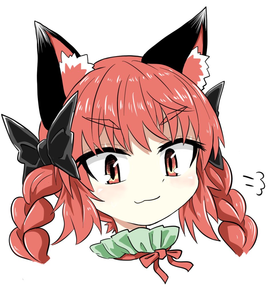 Safebooru - 1girl :3 animal ears black bow bow braid cat ears chups eyebrows visible through ...