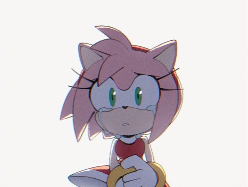 Safebooru - 1girl amy rose animal ears animal nose bare shoulders bracelet breasts crying crying ...