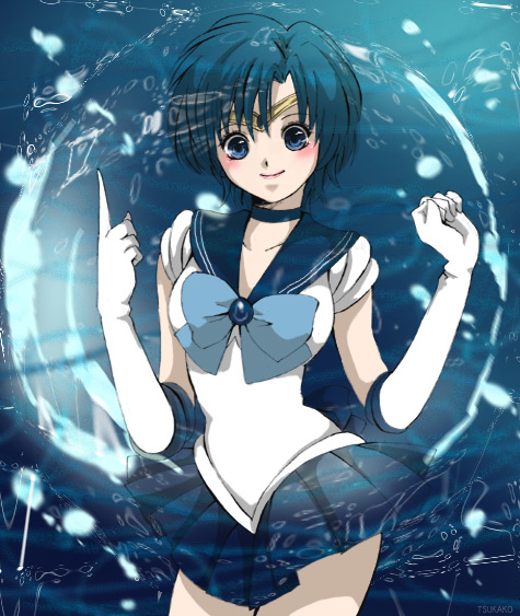 Safebooru - bishoujo senshi sailor moon blue blue eyes blue hair blush bubbles choker elbow ...