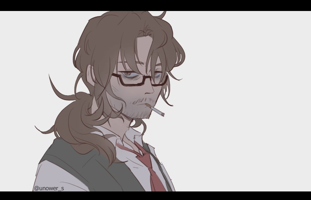 Safebooru - 1boy bags under eyes beard stubble black vest brown hair ...