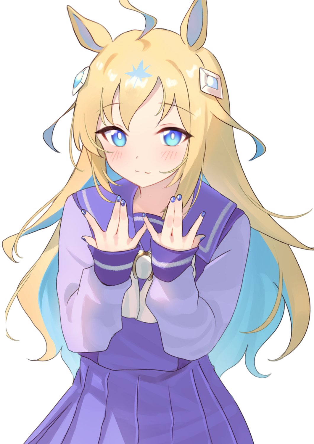 Safebooru - 1girl ahoge animal ears blonde hair blue eyes blue hair ...