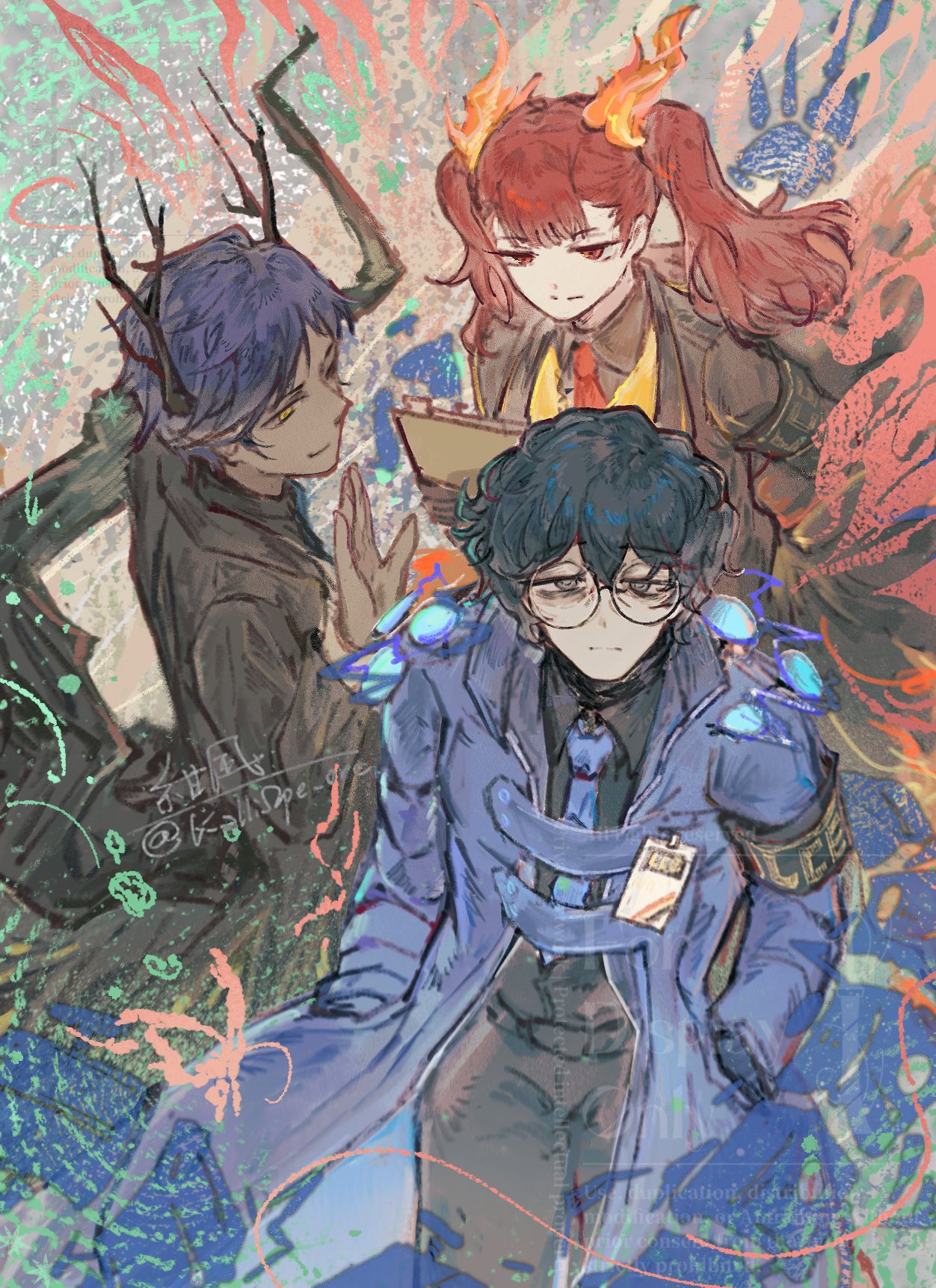 Safebooru - 1girl 2boys aedd (e.g.o) alyssa (project moon) ardor ...