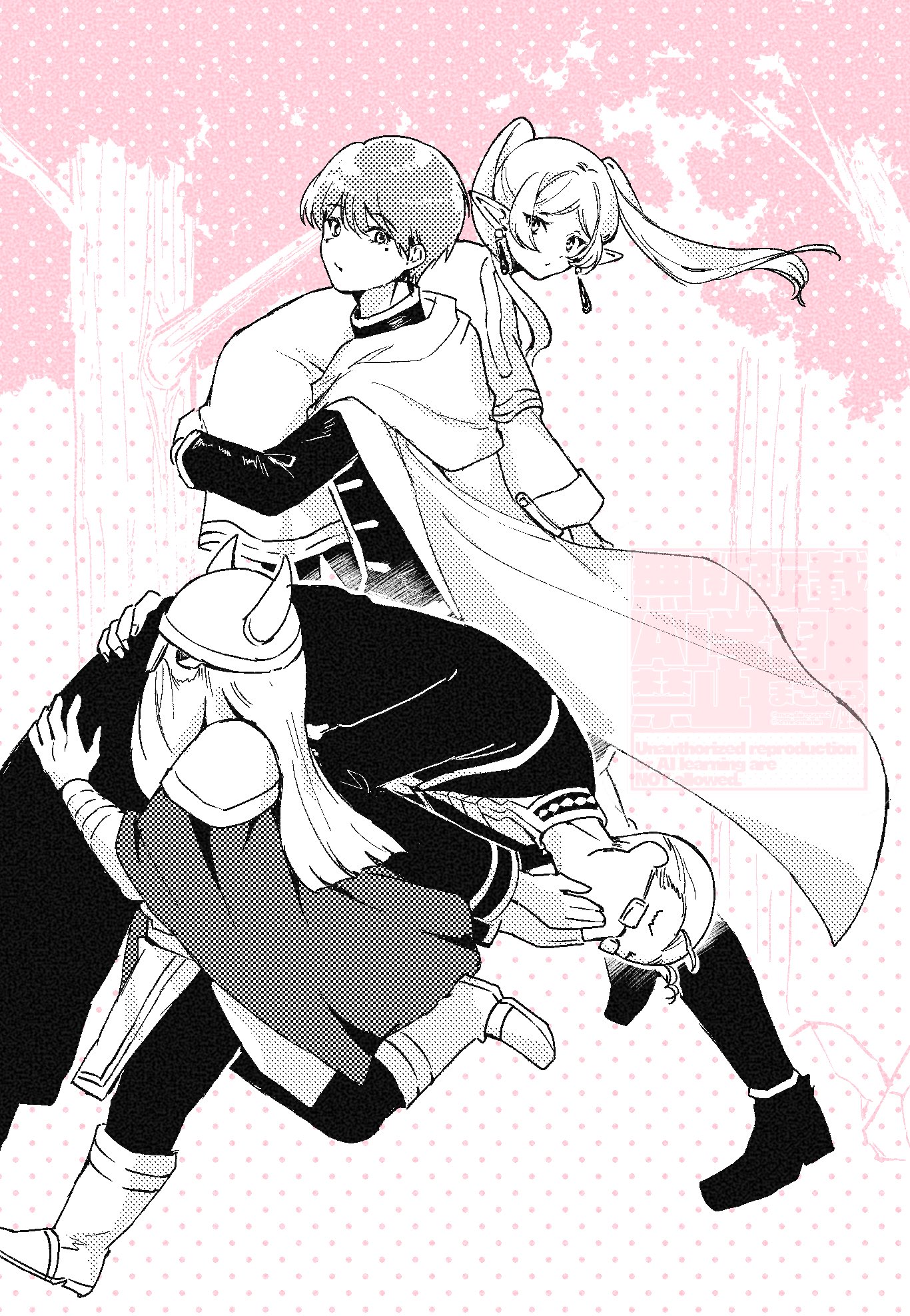 Safebooru - 1girl 3boys beard black boots black robe blunt ends boots ...