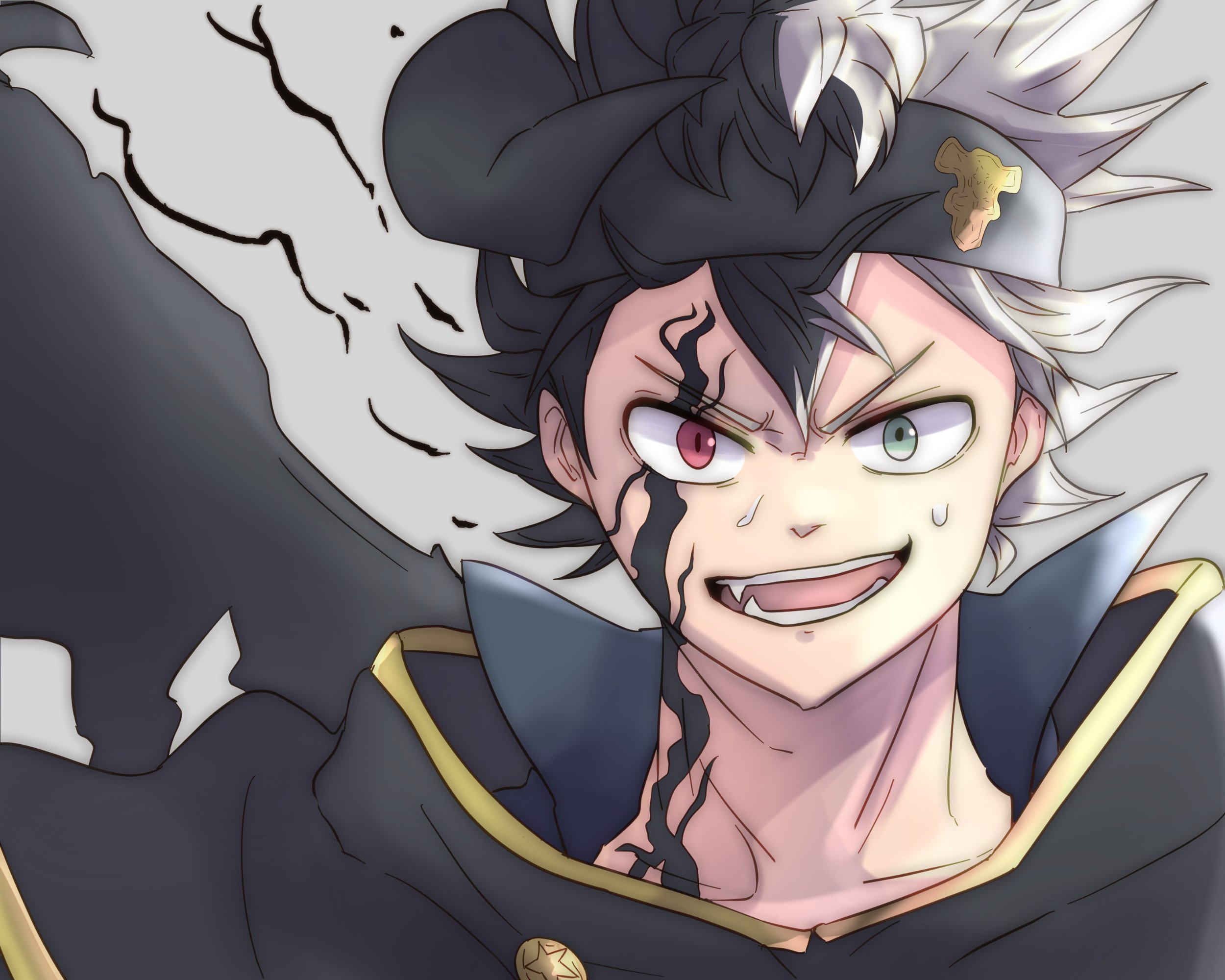 Safebooru - 1boy asta (black clover) black clover black hair black headband black wings blue ...