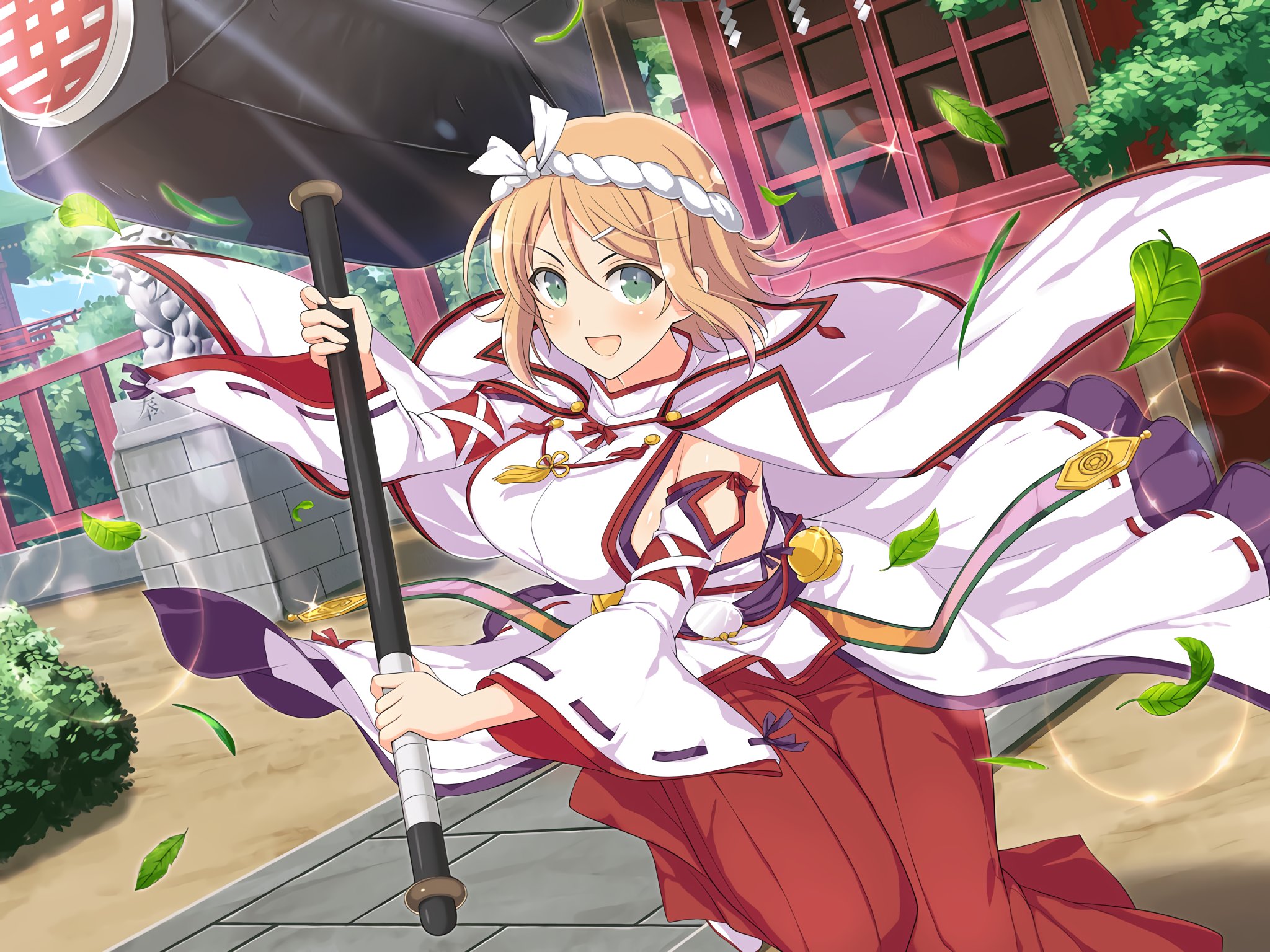 Safebooru - 1girl :d bangs bell blush breasts cowboy shot green eyes ...