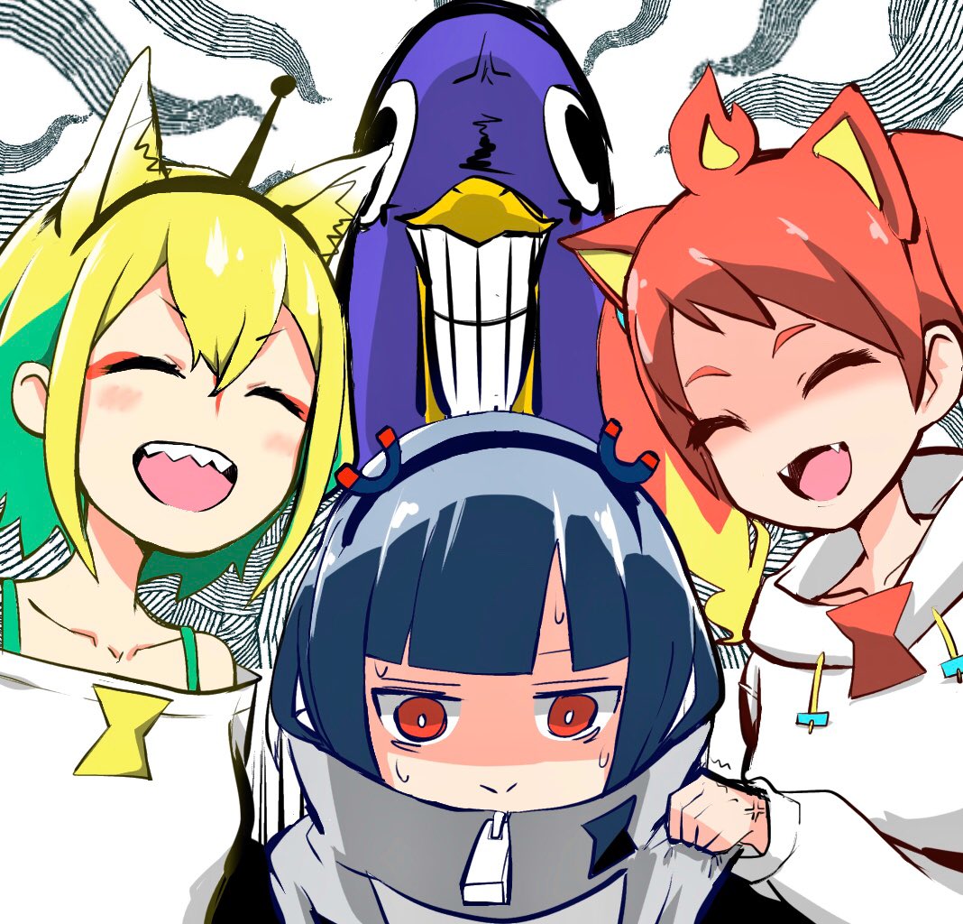 Safebooru - 3girls :d ^ ^ aimusu amano pikamee anger vein animal animal ear fluff bangs bare ...