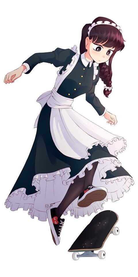 Safebooru - 1girl alternate costume apron artist request black dress black footwear braid brown ...