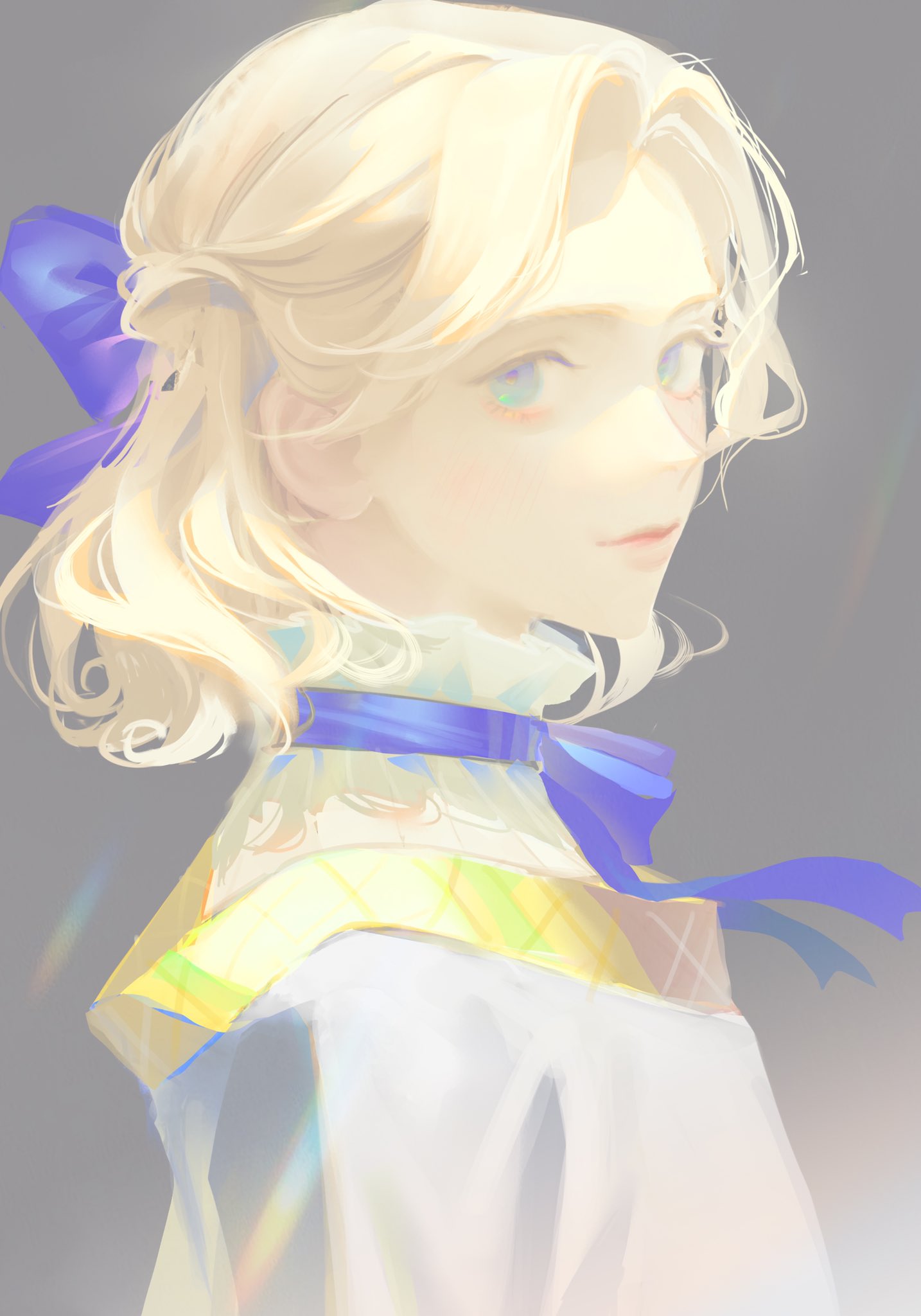 Safebooru - 1boy aged down axis powers hetalia bangs blonde hair blue bow blue eyes blue tunic ...