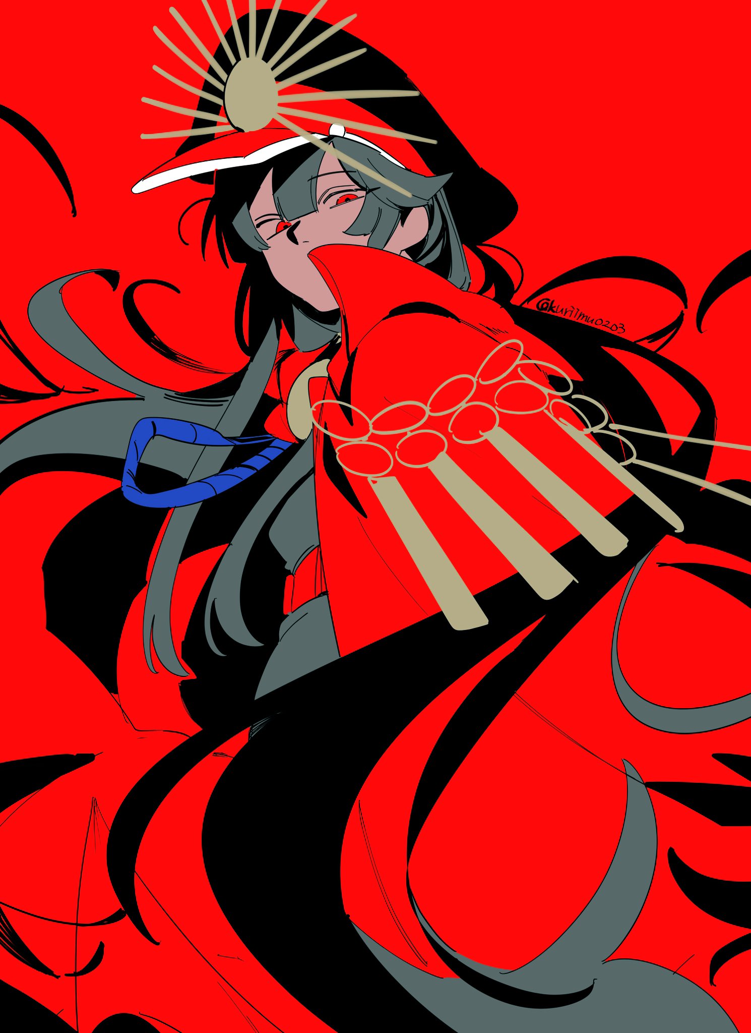Safebooru - 1girl black hair black hat black jacket cape collared cape ...