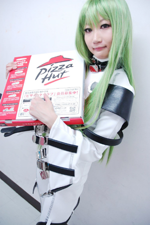Safebooru - asian cc code geass cosplay green hair photo pizza pizza ...
