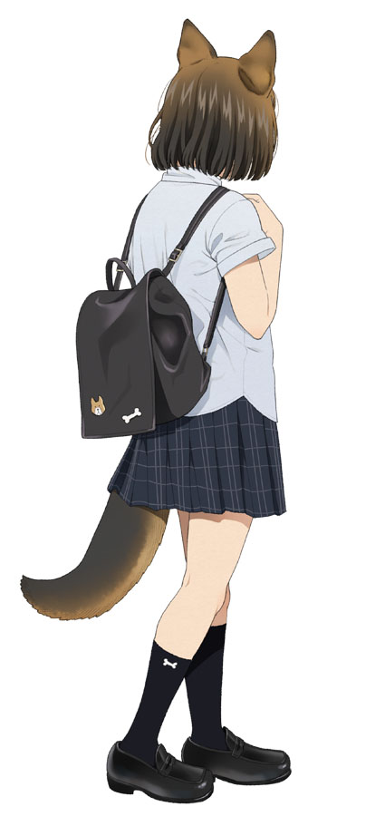 Safebooru - 1girl animal ears backpack bag black footwear black hair black legwear black skirt ...