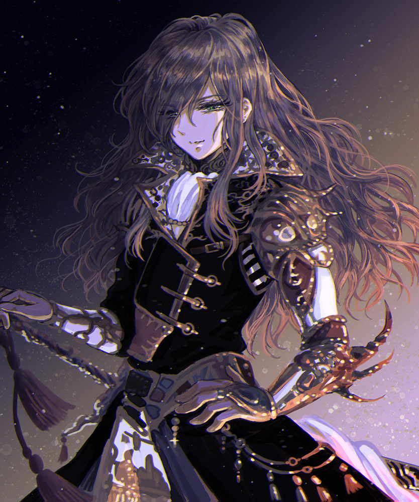 Safebooru - 1girl black background black dress dress faris scherwiz ...