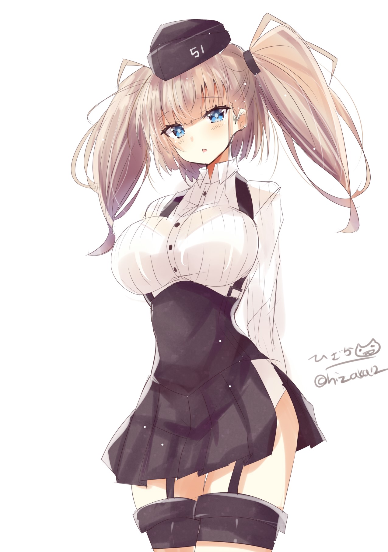 Safebooru - 1girl arms behind back atlanta (kantai collection) black skirt blue eyes blush ...