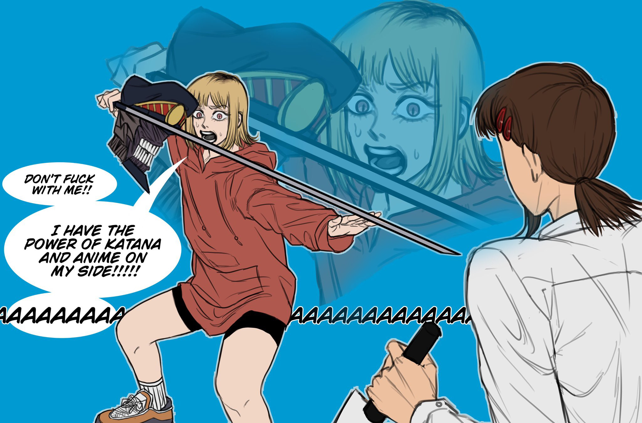 Safebooru - black hair black shorts bleached hair blonde hair blue ...