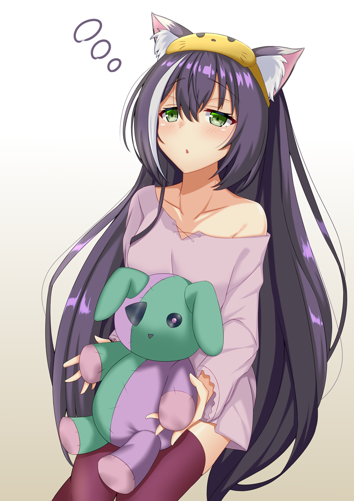 Safebooru - 1girl animal ear fluff animal ears bangs bare shoulders black hair blush brown ...