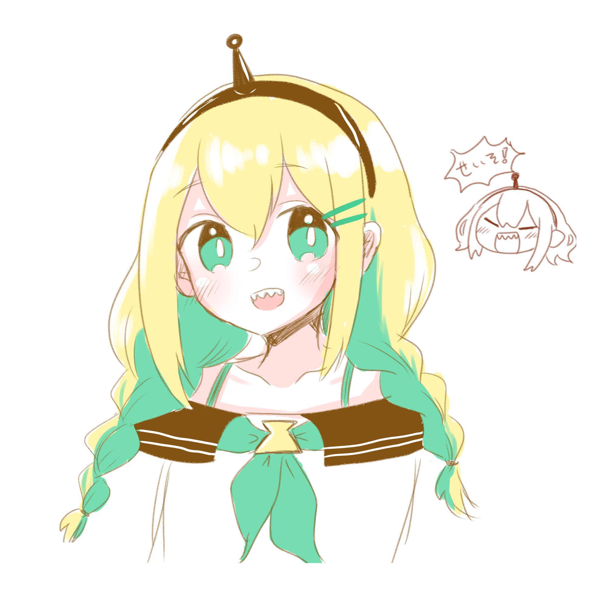 Safebooru - 1girl :d amano pikamee bangs bare shoulders black hairband blonde hair blush braid ...