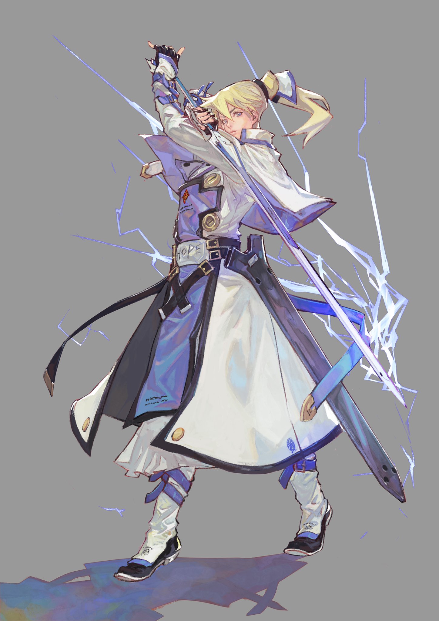 Safebooru - 1boy arc system works belt blonde hair blue eyes crossover english text fingerless ...
