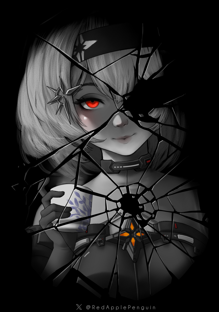 Safebooru - 1girl bare shoulders black background black collar black ...