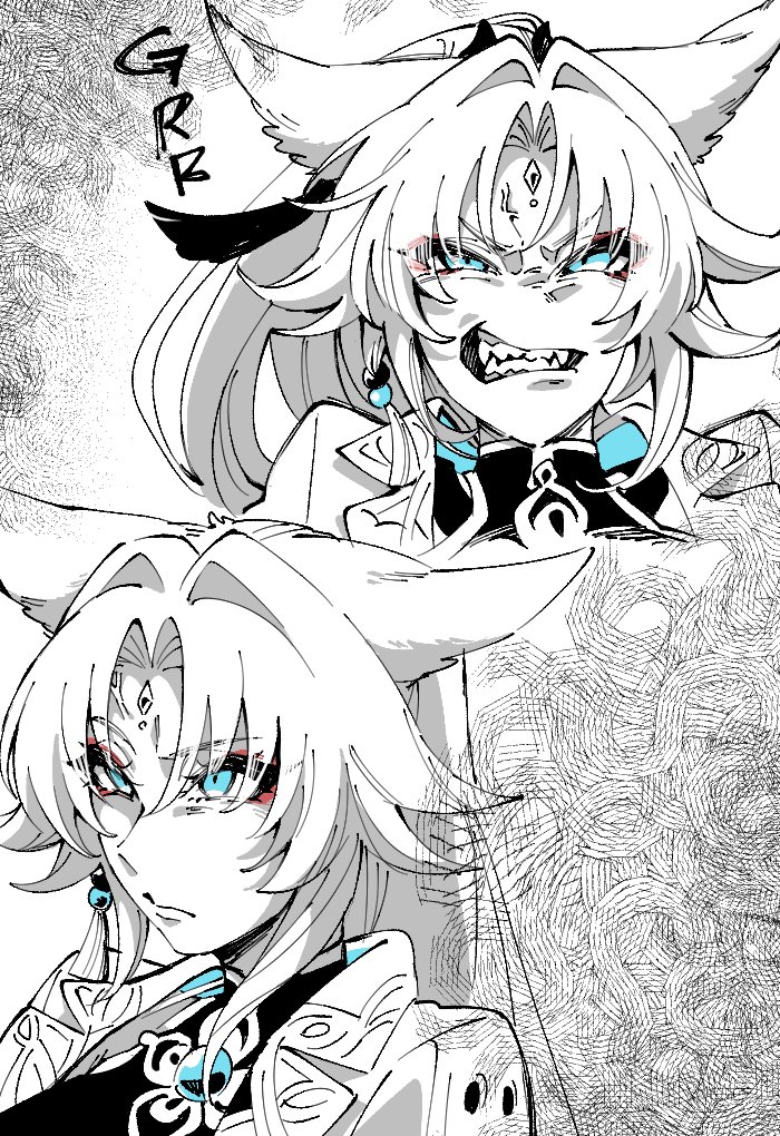 Safebooru - 1girl anger vein angry animal ears ayunyan pere blue eyes clenched teeth close-up ...