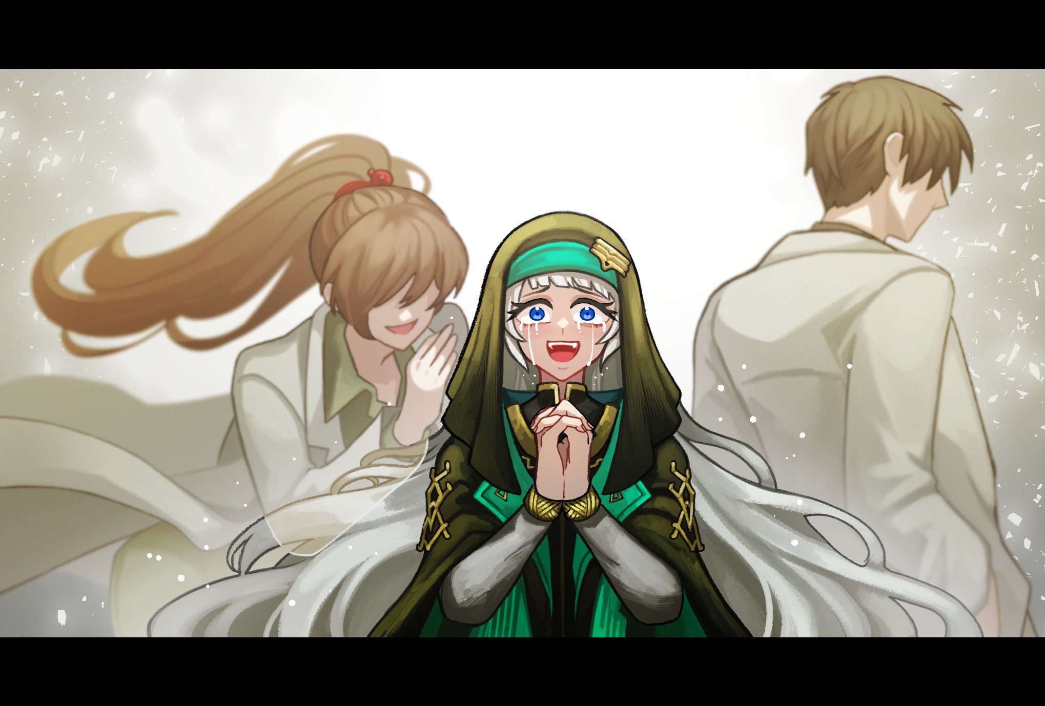 Safebooru - 1boy 2girls arknights ayin (project moon) black hair brown hair carmen (project moon ...