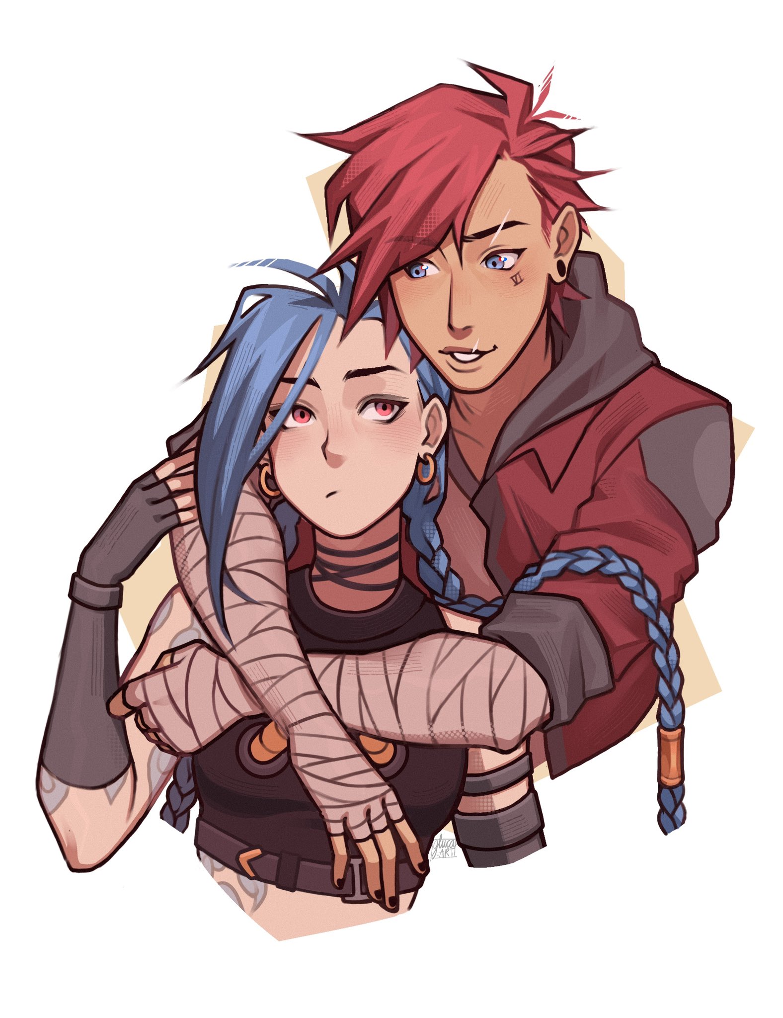 Safebooru - 2girls :/ arcane: league of legends arcane jinx arcane vi ...