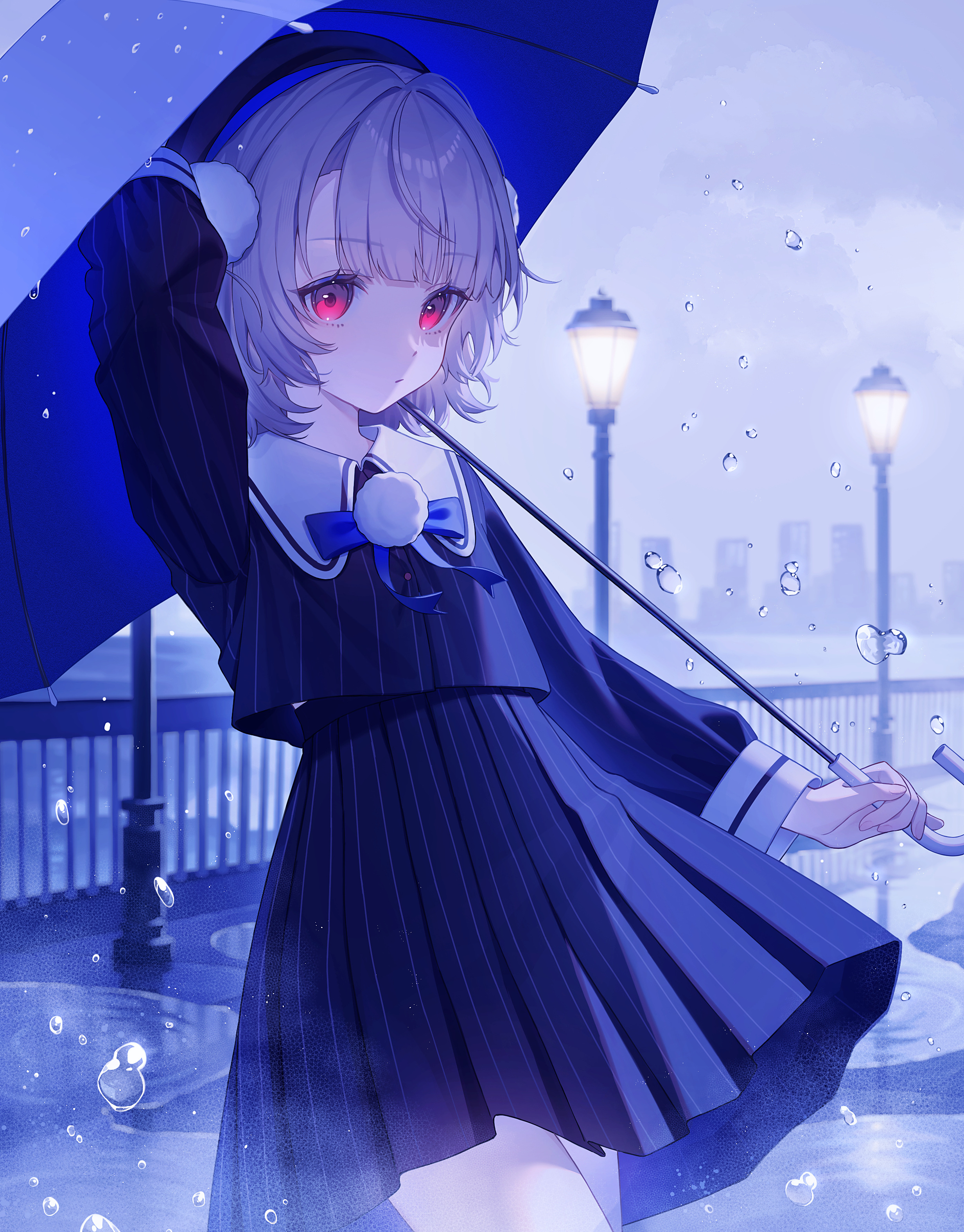 Safebooru - 051 ogoli 1girl absurdres arm up beret black hat black jacket black skirt blue bow ...