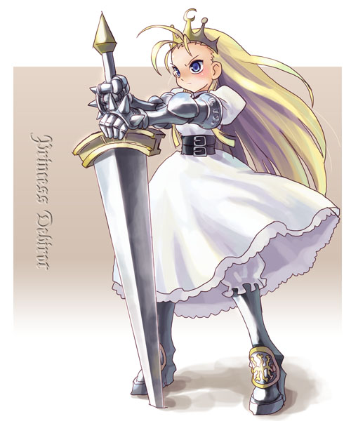 Safebooru - armor armored dress blonde hair bloomers blue eyes brown ...