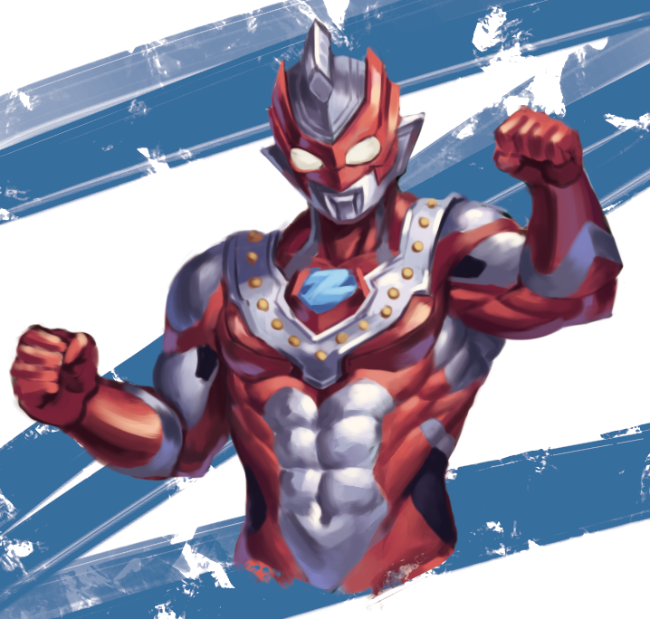 Safebooru - 1boy alien clenched hands covered navel flexing looking at ...