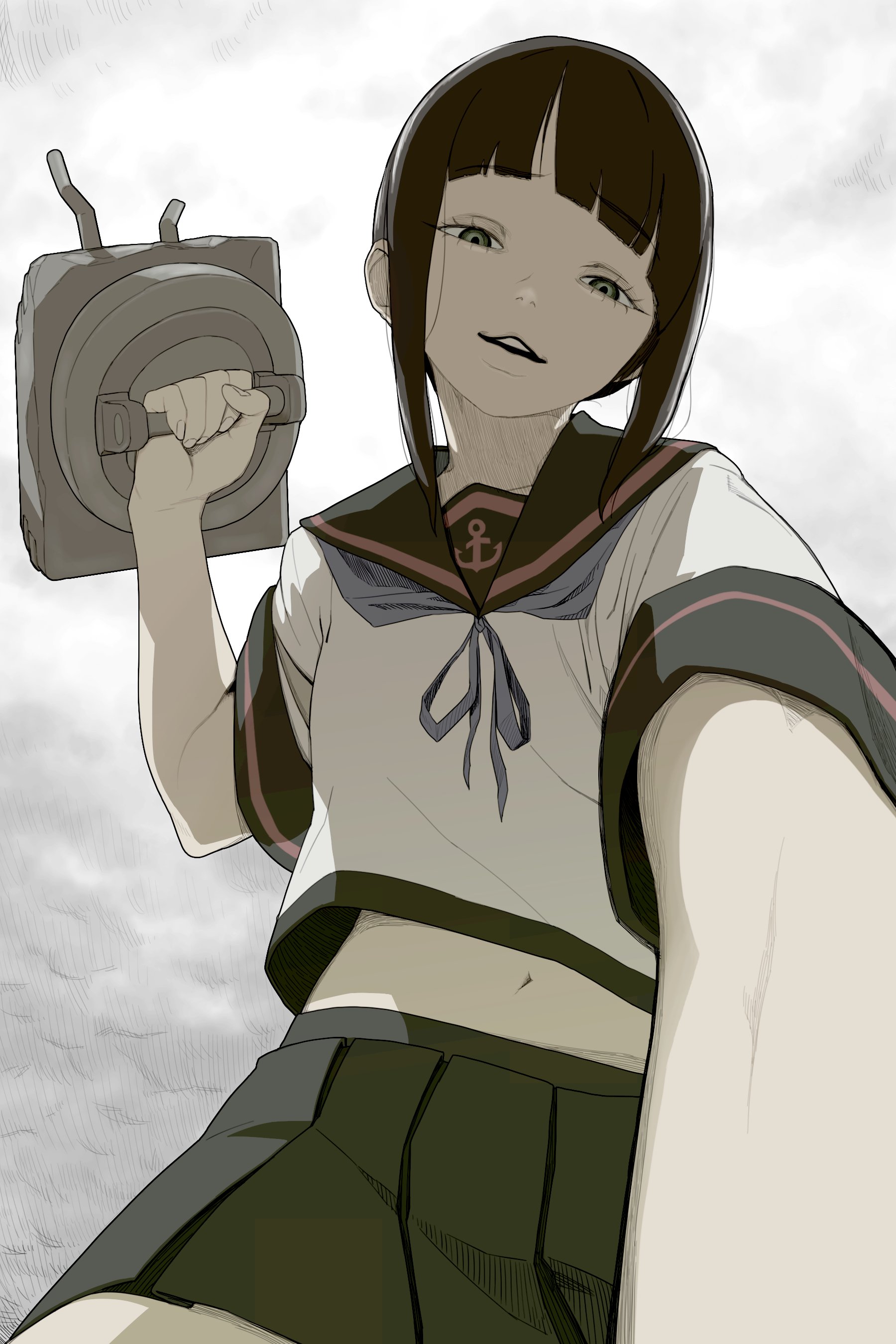 Safebooru - 1girl absurdres anchor anchor symbol bangs black sailor collar blue neckwear blunt ...