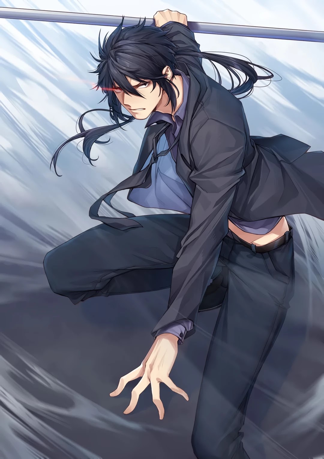 Safebooru - 1boy hero return long hair ponytail sword tuxedo | 4250597