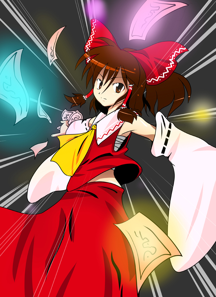 Safebooru - futoshi futoshi (pixiv) hakurei reimu japanese clothes miko sarashi touhou | 300950