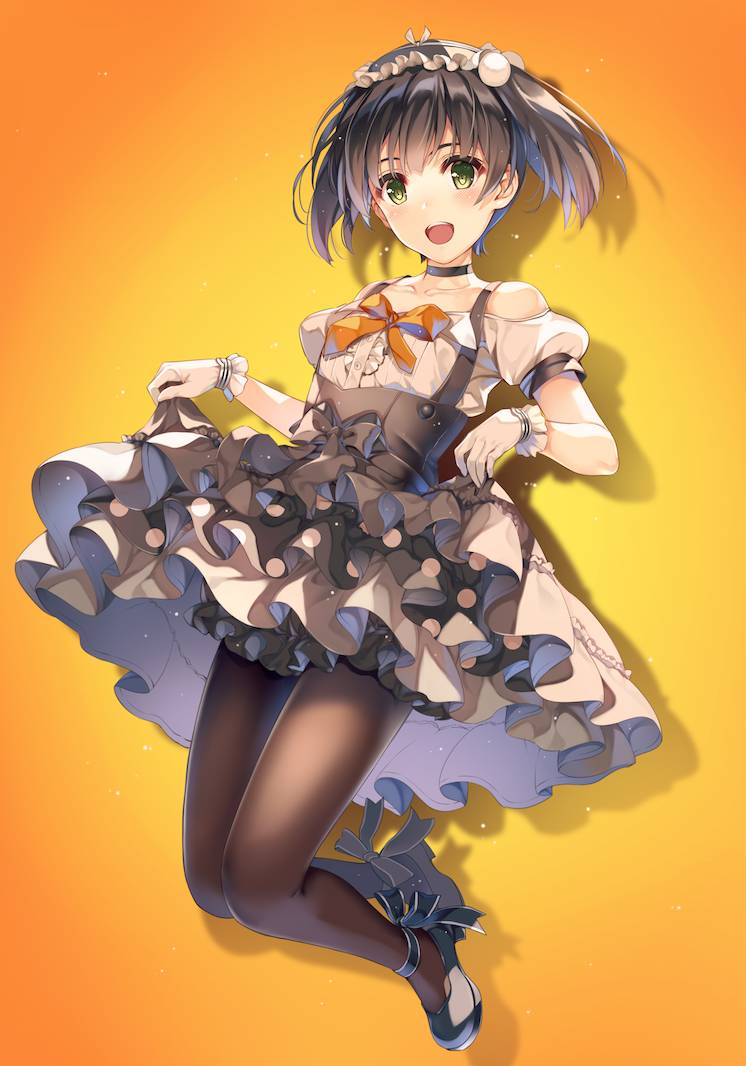 Safebooru - 1girl black hair black legwear bow green eyes hairband hakari kanna kanna channel ...