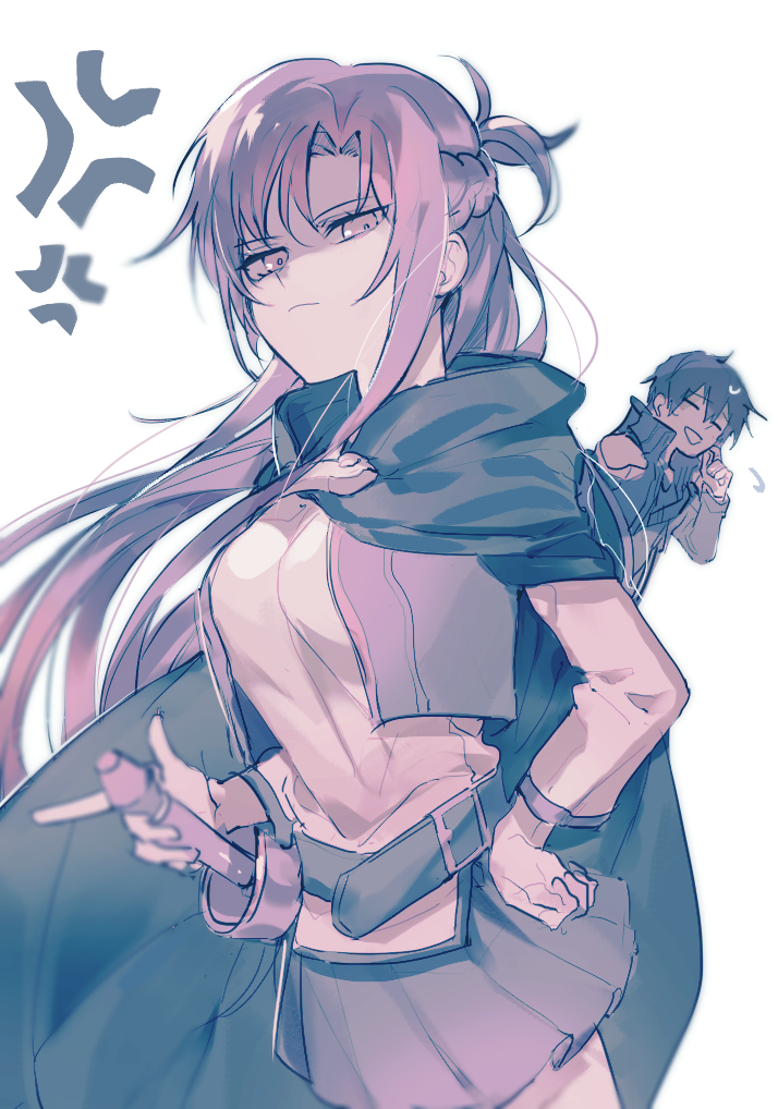 Safebooru - 1boy 1girl angry asuna (sao) bangs belt belt buckle black hair braid breasts brown ...