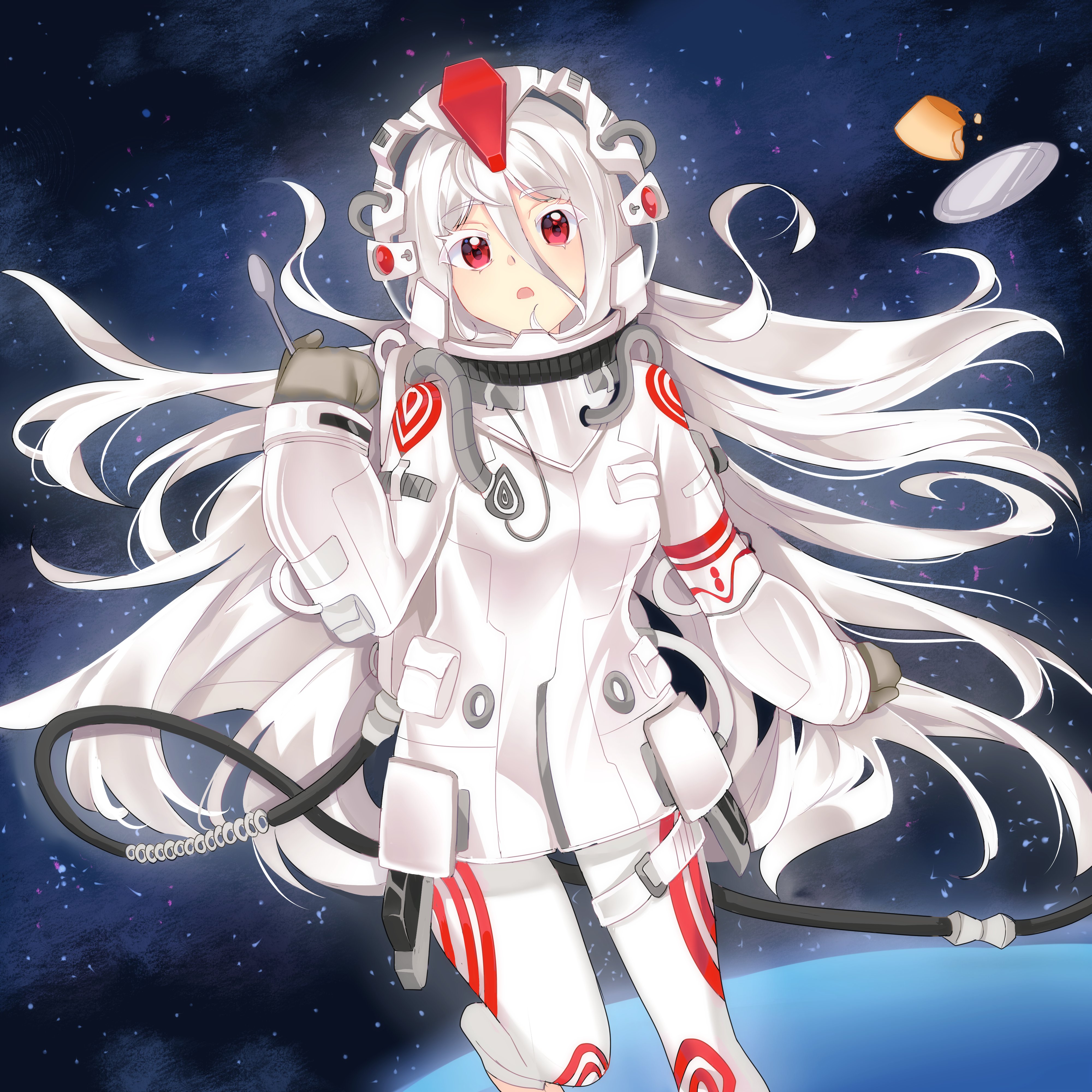 Safebooru - 1girl absurdres albino astronaut astronaut helmet breasts ...