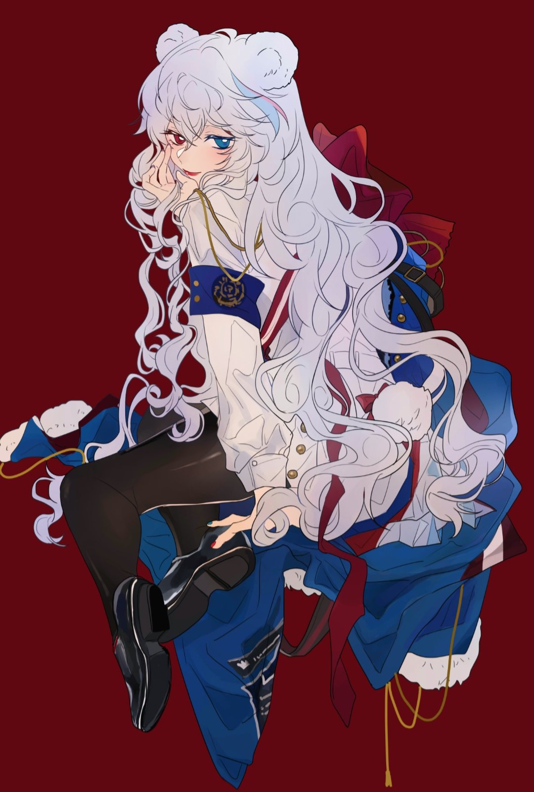 Safebooru - 1girl animal ears arknights armband bear ears bear tail black footwear black legwear ...