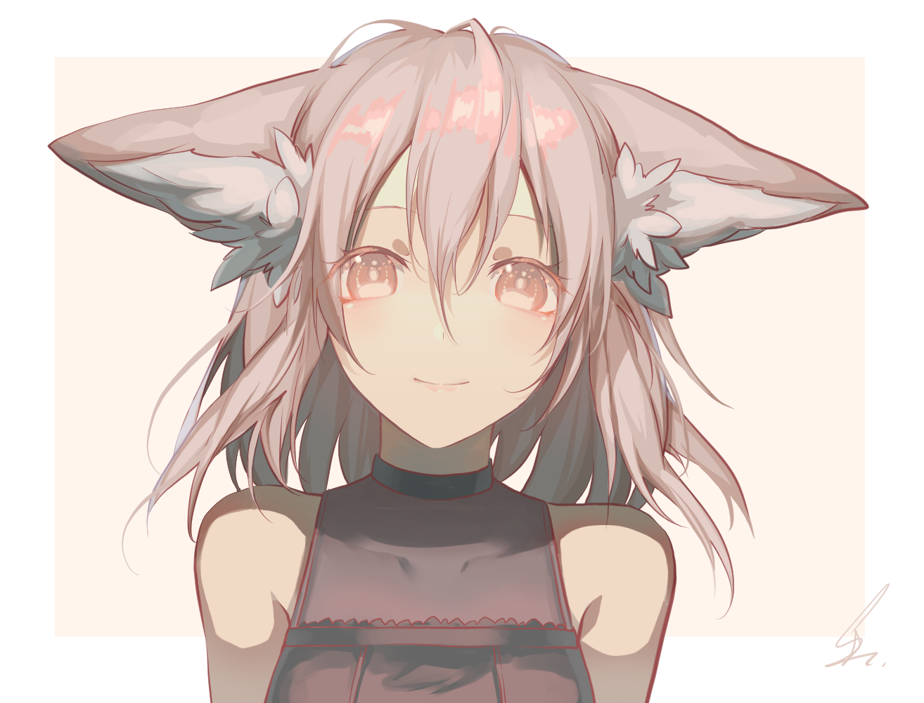 Safebooru - 1girl animal ear fluff animal ears bangs bare shoulders black shirt blush brown ...