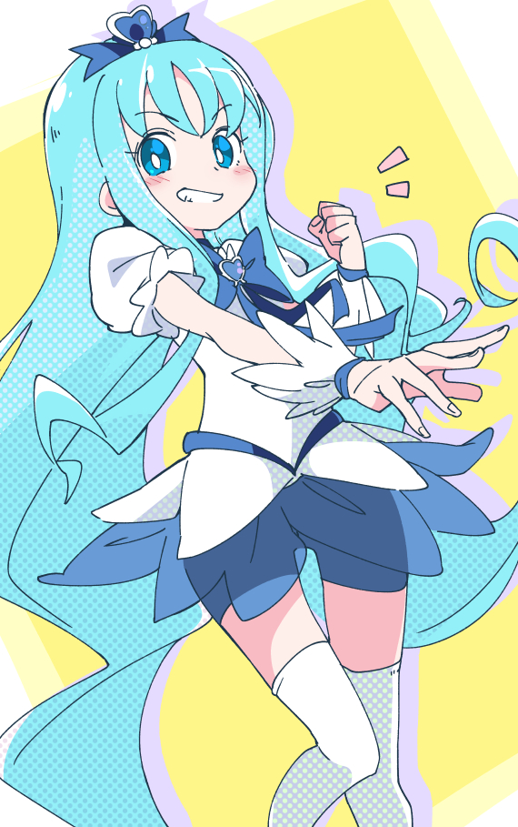 Safebooru - 1girl bike shorts blue eyes blue hair blue skirt blush clenched teeth cure marine ...