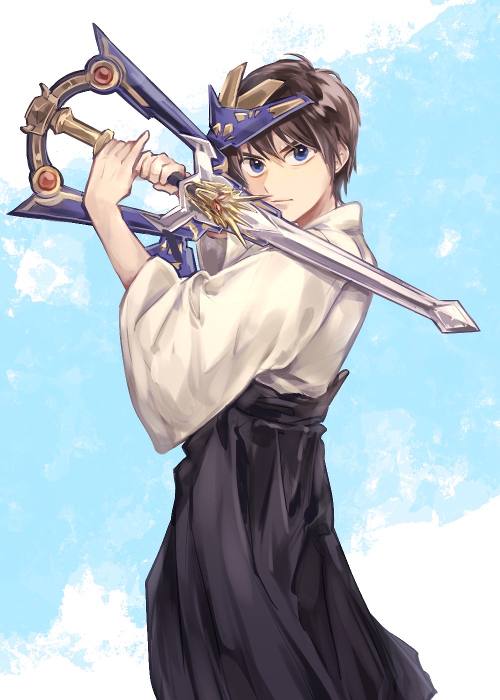 Safebooru - 1boy blue eyes bougu brown hair clenched hands fighting ...