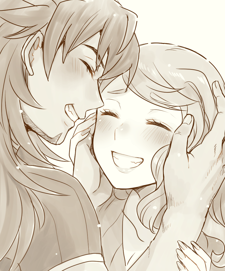 Safebooru - 1boy 1girl blush closed eyes collarbone couple dande ...