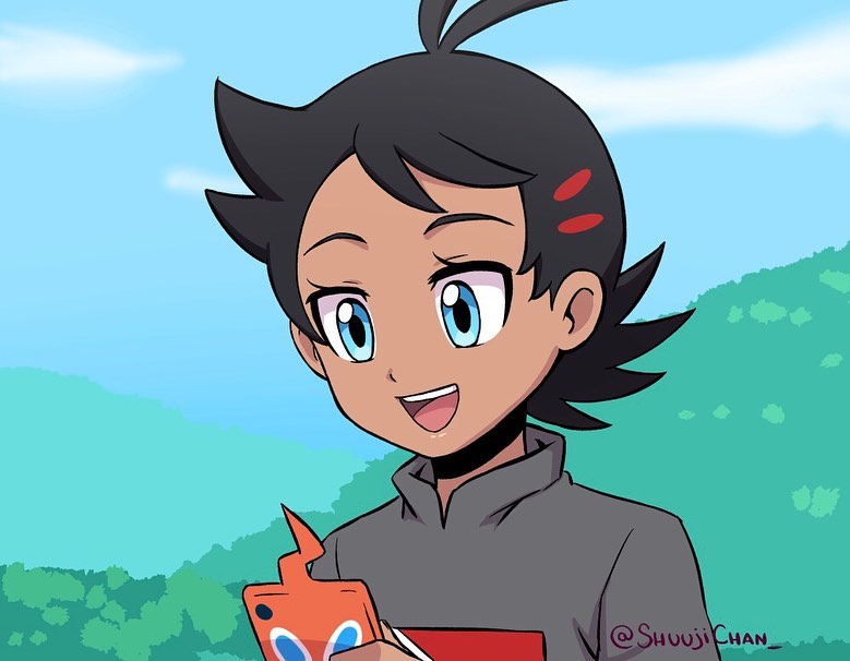Safebooru - 1boy antenna hair black hair black shirt blue eyes dark ...