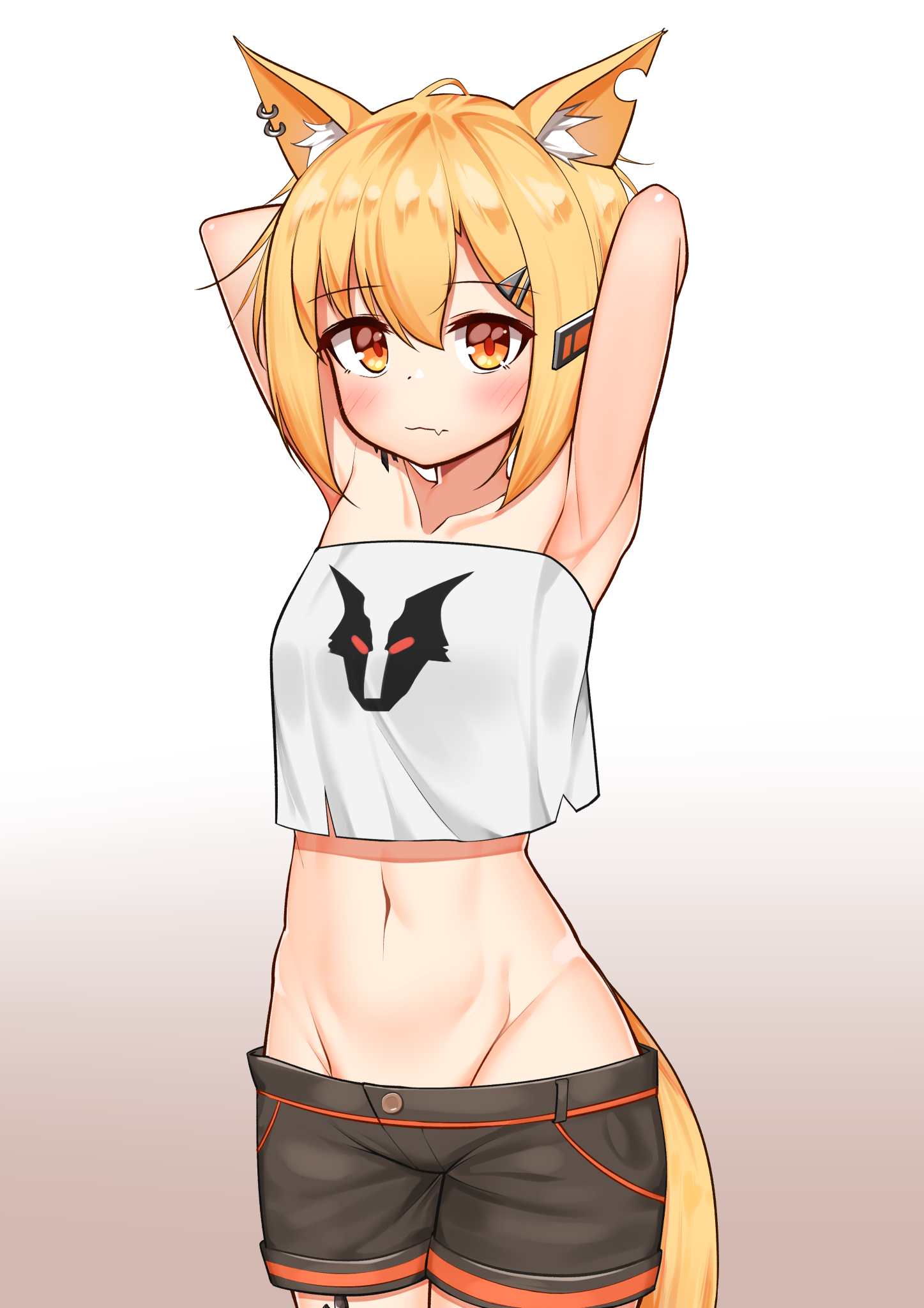 Safebooru - 1girl animal ear fluff animal ears arknights armpits arms behind head arms up bangs ...