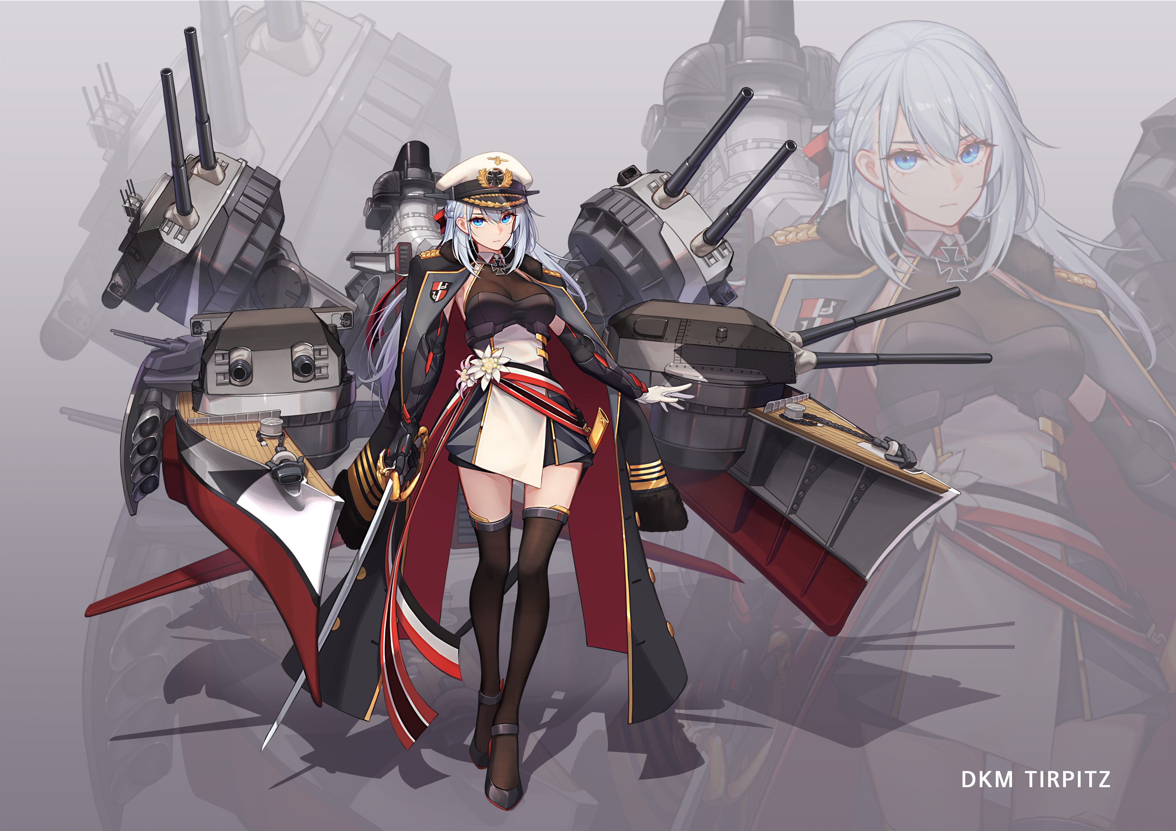 Safebooru - 1girl absurdres baek hyang bangs blue oath braid breasts character name coat coat on ...