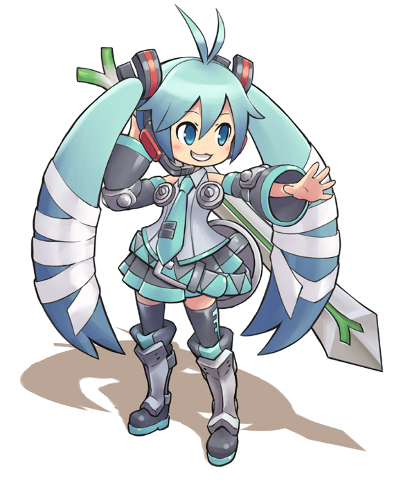 Safebooru - antenna hair aqua hair armor blush boots chan co chibi detached sleeves hatsune miku ...